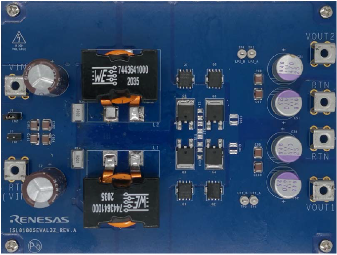 ISL81805EVAL3Z - Dual-Output Negative-to-Positive EVB, with -36V to -60V Input Range, 28V 20A ...